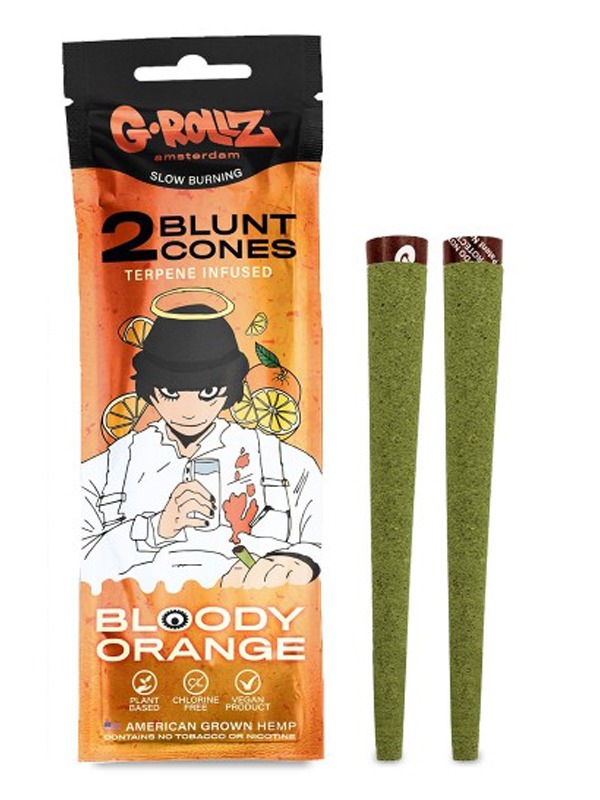 G-Rollz Bloody Orange Hemp Blunt Cones 2pk | G-Rollz